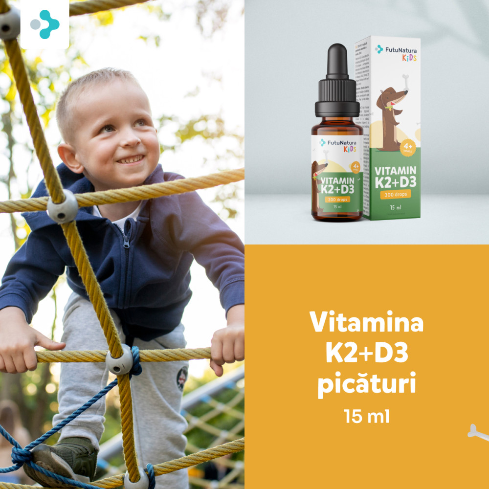 Vitamina K2+D3 picături – pentru copii, 15 ml - FutuNatura.ro