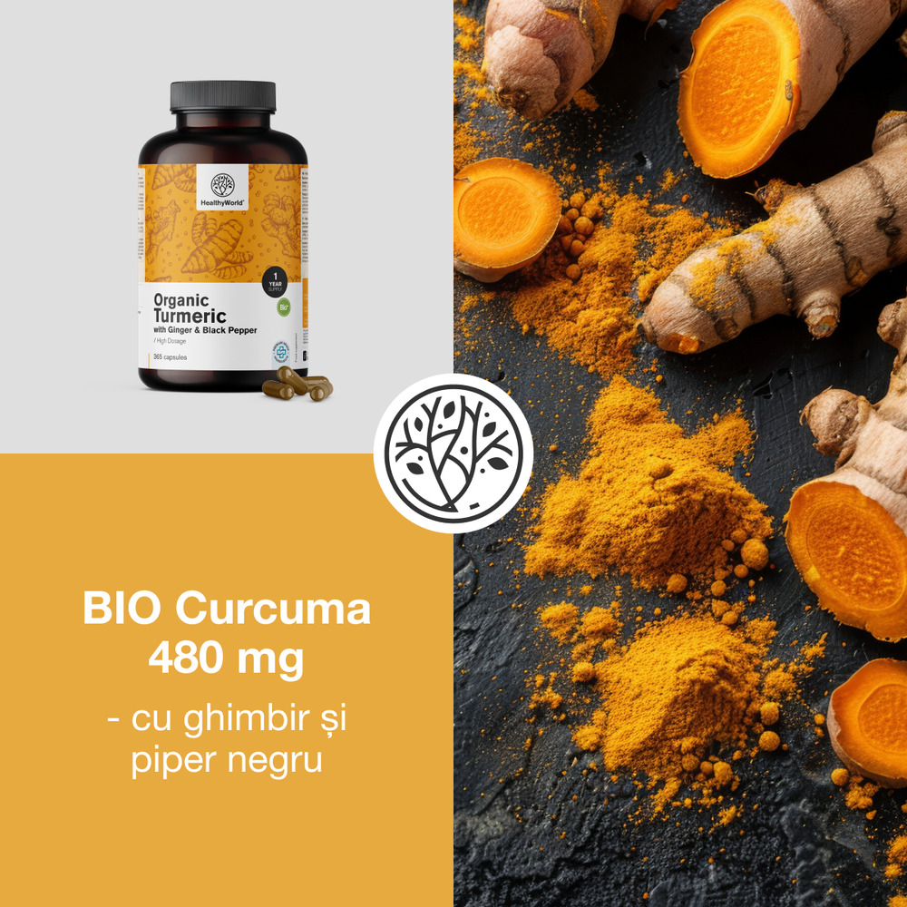 BIO Curcuma 480 mg - cu ghimbir și piper negru, 365 de capsule ...