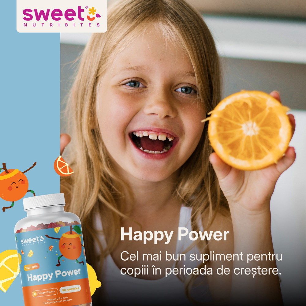 Happy Power – bomboane gumate pentru copii cu vitamina C, 90 de ...